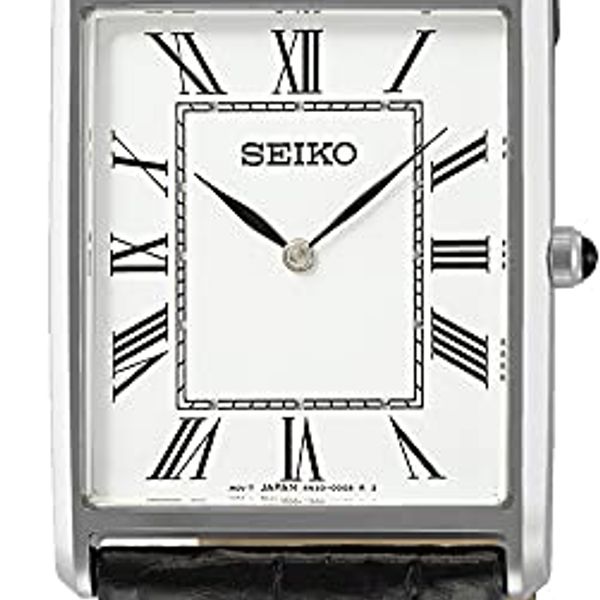 Seiko SEIKO Watch Men's Square Design Quartz SWR049 White Dial Black ...