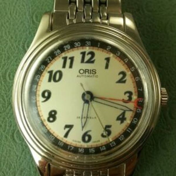 Rare Oris Bullseye Pepsi Dial 25J Automatic Pointer Date Swiss Made ...