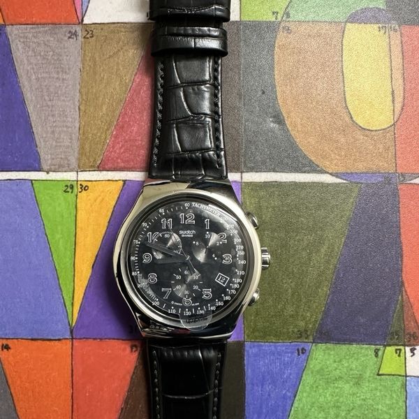 SWATCH IRONY THE CHRONO YOS440 Your Turn Menâ s Black Dial Black ...
