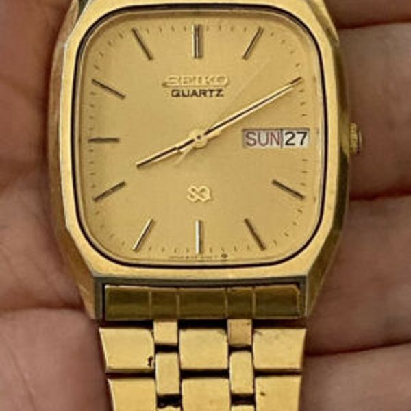 Vintage SEIKO SQ 8123-5140 Gold Tone Men's Watch w/Day & Date Original Bracelet | WatchCharts ...