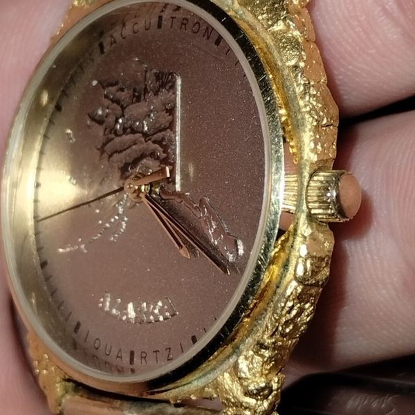 Custom Alaska Face Bulova Accutron 22k Gold Nugget Alaskan Jade Men's ...
