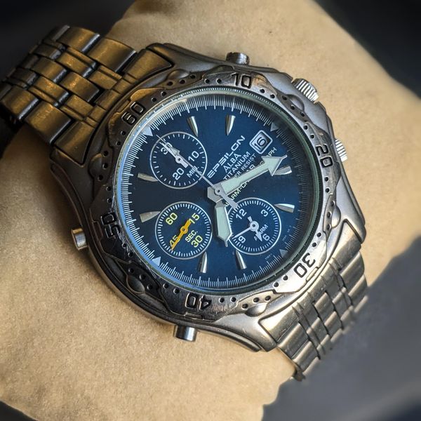 [wts] Vintage ALBA Seiko EPSILON TITANIUM ALARM CHRONOGRAPH JAPAN MEN'S ...