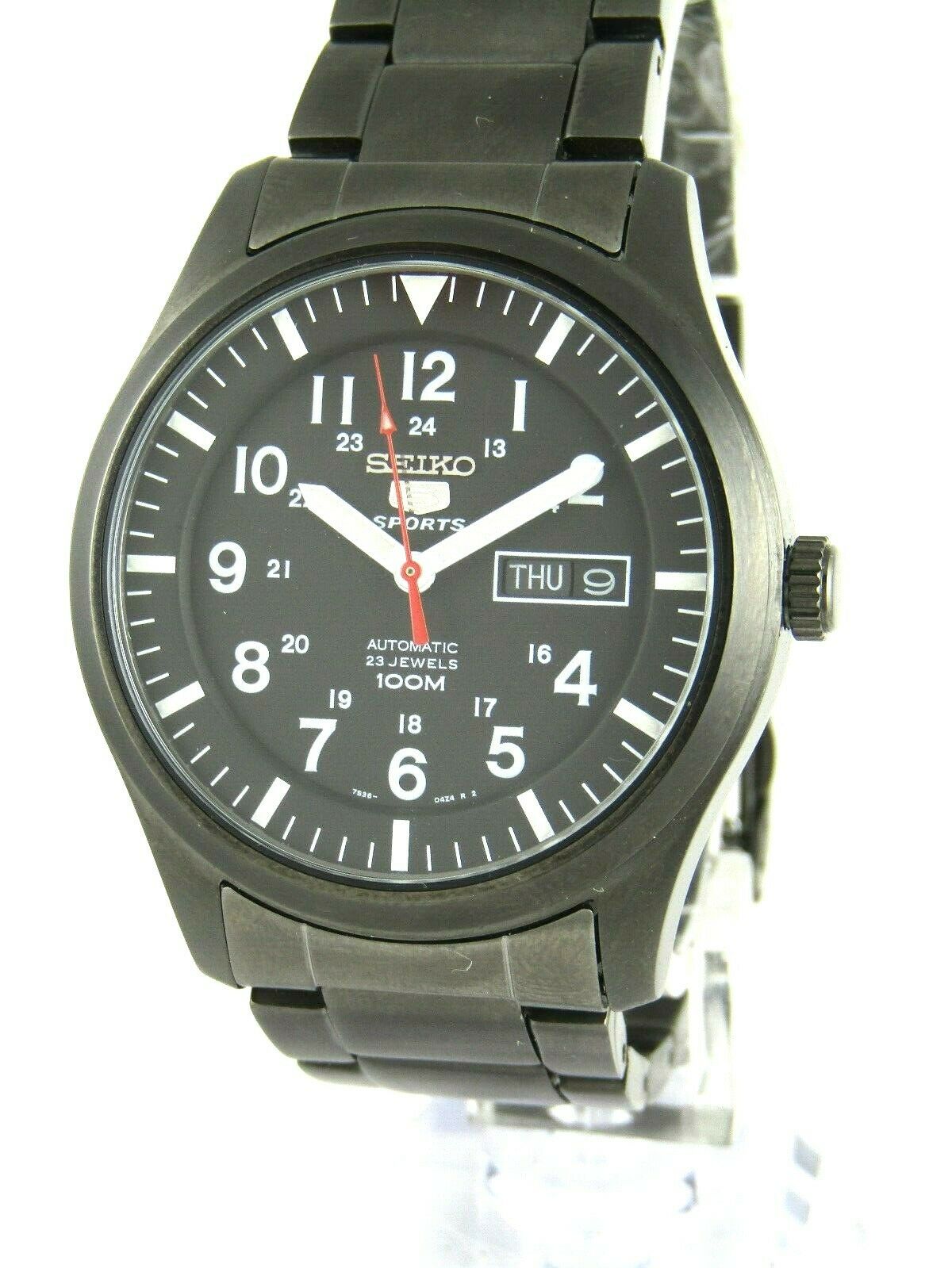 SEIKO 5 SPORTS SNZG17 Black Dial Gunmetal Men's Automatic Watch ...