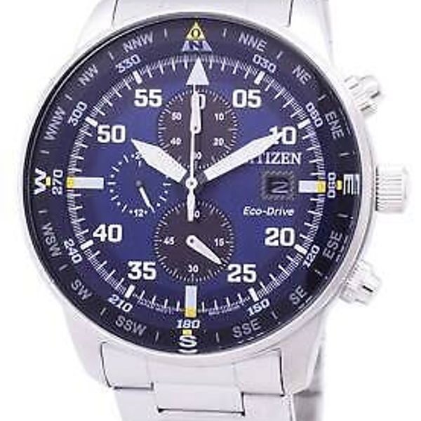 Citizen Aviator Chronograph Compass Blue Dial Eco-Drive CA0690-88L Mens ...