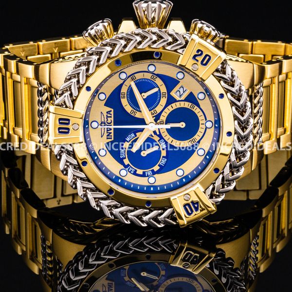 Invicta RESERVE BOLT HERCULES Chronograph Silver Blue Dial 18k Gold ...