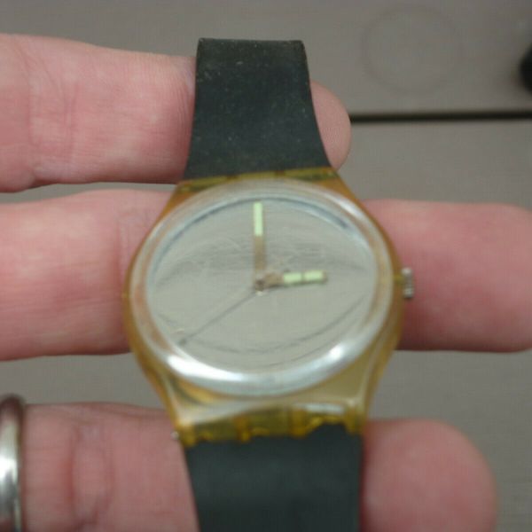 Swatch Watch Unisex Mirror Face Clear Glow Hands Retro Watch late 80s ...
