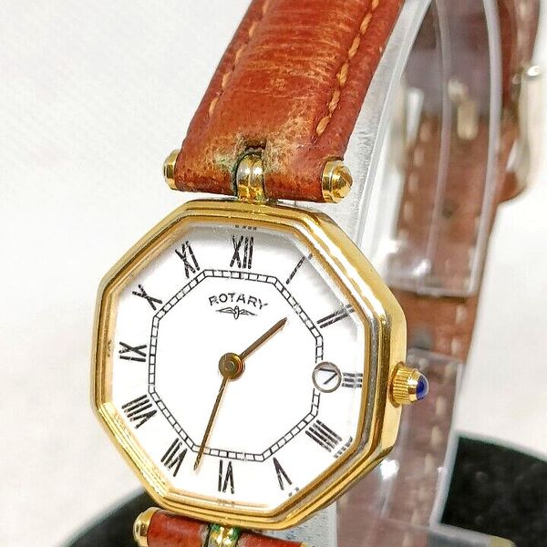 Vintage ROTARY Ladies Hexagon Shape Electro Gold Plated Quartz Watch ...
