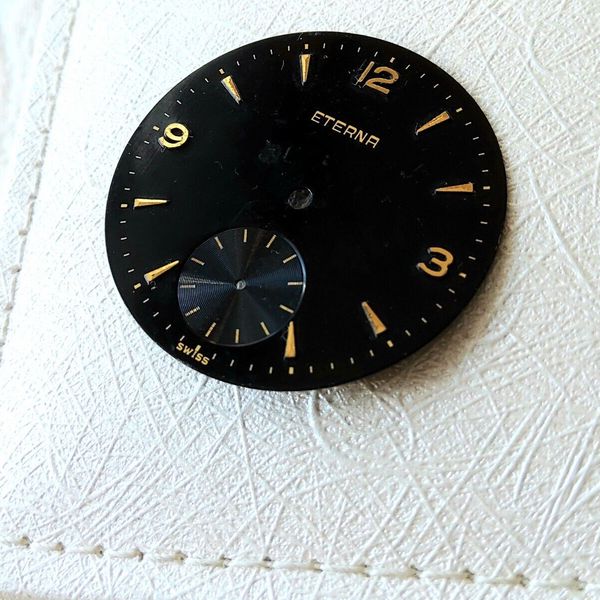 Vintage Eterna watch dial for parts or restoration, metalic numerals ...