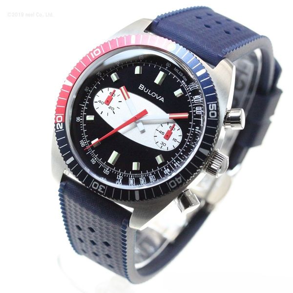 BULOVA 98A253 ARCHIVE Series Chronograph Quartz Blue Dial Pepsi Bezel ...