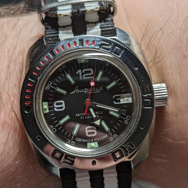 [WTS] Vostok Amphibia with 7 Nato Straps $85 | WatchCharts