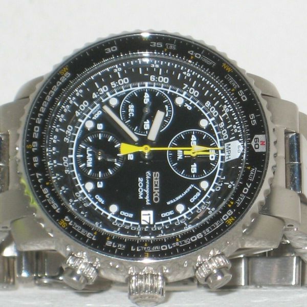 SEIKO WRIST WATCH FLIGHTMASTER PILOT SLIDE RULE CHRONOGRAPH SNA411P1 ...