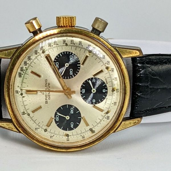 Vintage 1970's Gold Face Breitling 815 Chronograph "Long Playing" Watch ...