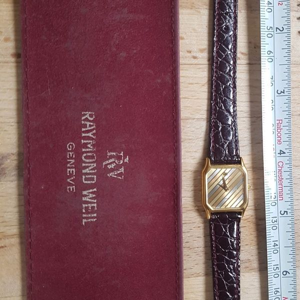 Raymond weil Ladies Vintage tank style 18k Gold Electroplated Battery ...
