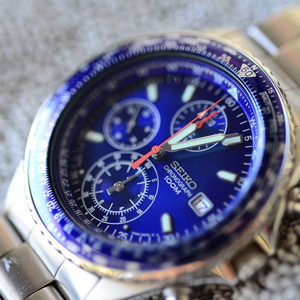 FS SEIKO SKY BLUE RUGGED NAVIGATOR CHRONOGRAPH 330FT WATCH SND255P1 ...
