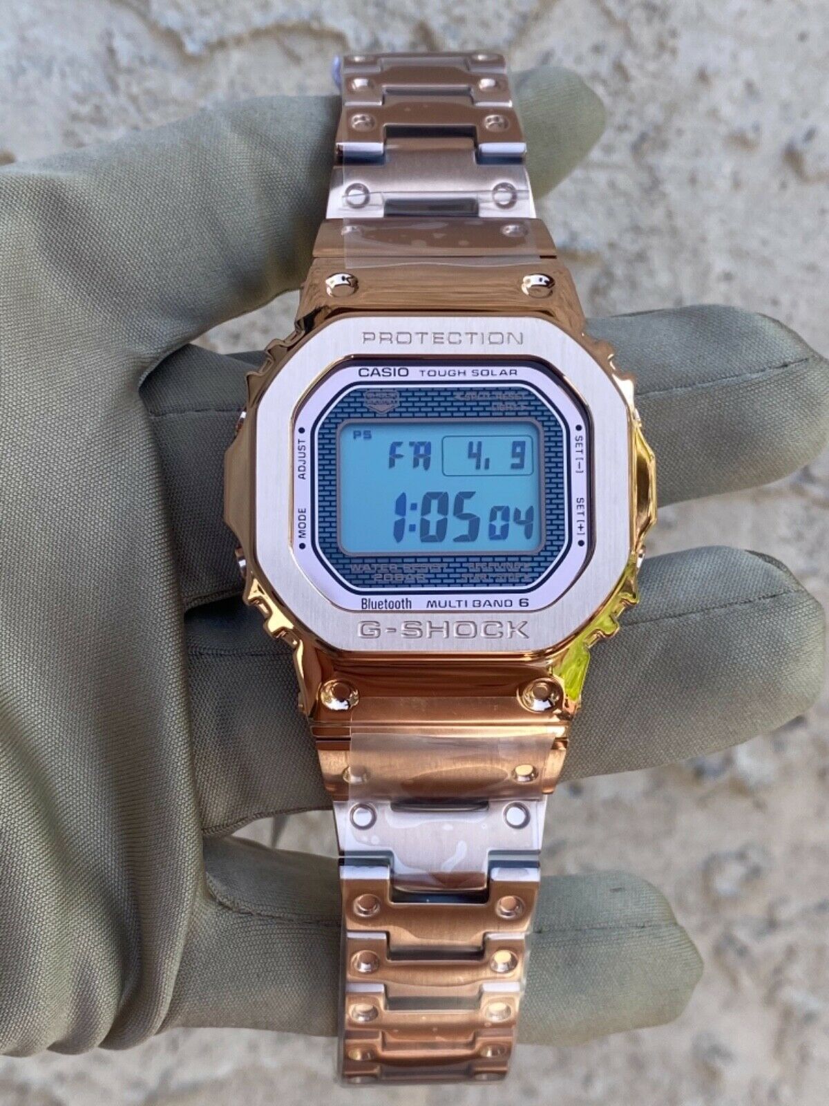 CASIO G-SHOCK GMWB5000GD-4 Rose Gold Bluetooth Metal Solar Square Watch ...