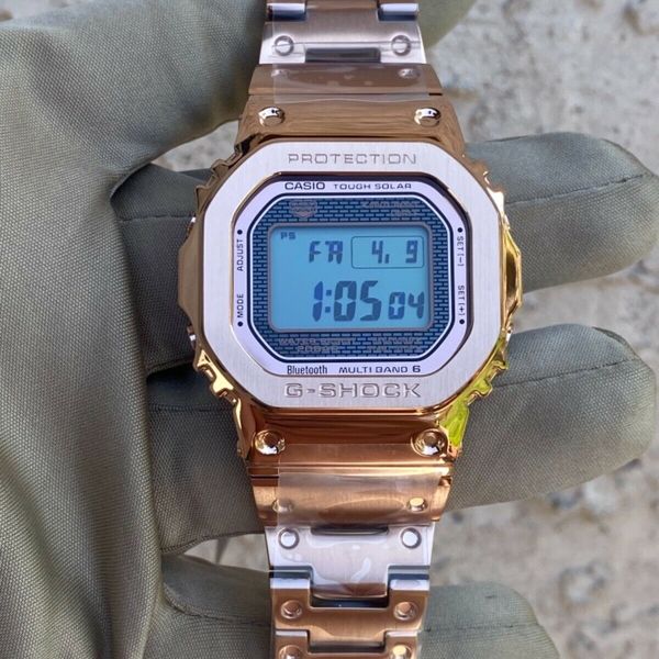 CASIO G-SHOCK GMWB5000GD-4 Rose Gold Bluetooth Metal Solar Square Watch ...