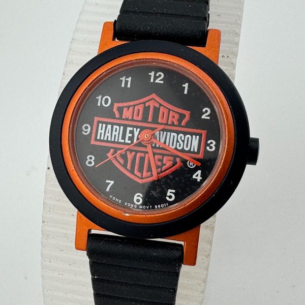 Vintage Harley-Davidson Bulova Quartz Watch Women 100m Orange Black New ...