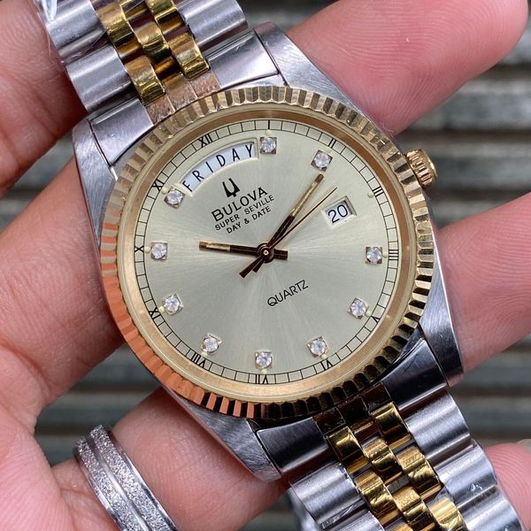 Rare Bulova President Super Seville Two Tone Diamond Quartz Vintage ...