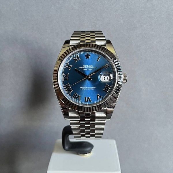 WTS Rolex Datejust 41 Azzurro Blue Roman Dial Fluted Bezel Jubilee ...