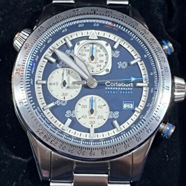 Cortebert 1790 Elevation Steel Blue 44 mm Chronograph Quartz…RETAILS AT ...
