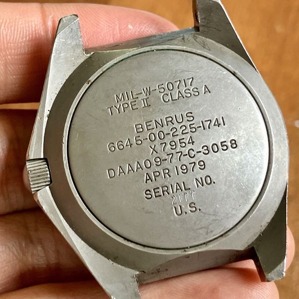 RARE! 1977 BENRUS Type 2 Class A U.S. Military Issued 42mm Automatic ...