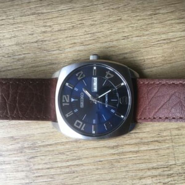 Seiko Recraft SNKN37 Blue Dial Leather Strap Automatic Watch | WatchCharts