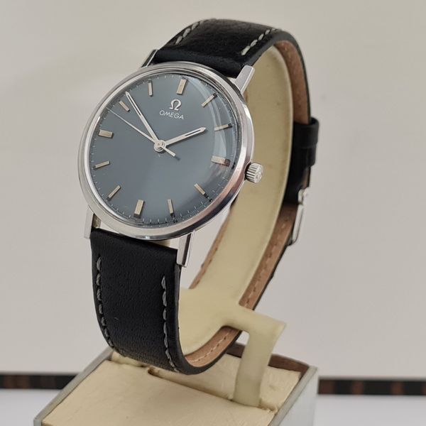 Omega 601 Calibre gents Vintage watch. Blue sunburst dial. Mechanical ...