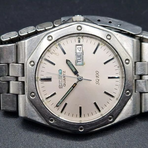 Seiko SQ100 Mens 5Y23-8200 Quartz Stainless Steel Watch WR100M c.May ...