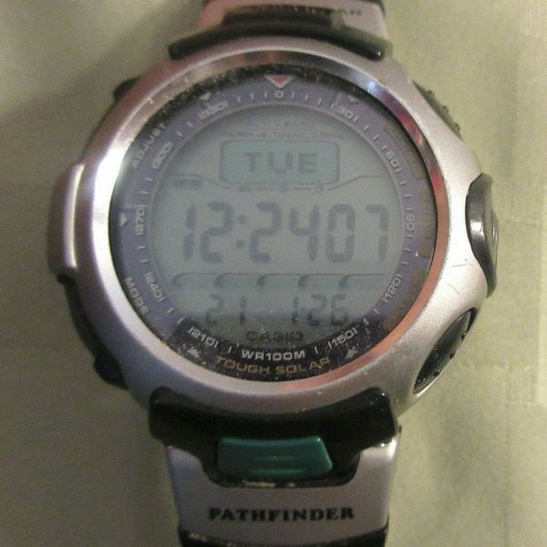 VINTAGE RARE Casio PAG-50 Pathfinder SOLAR Watch Triple Sensor..WORKS ...
