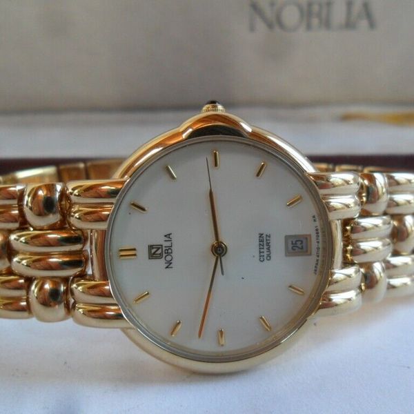Gold Tone 1987 Men's Noblia Citizen Japan Quartz Dress Watch Runs Boxes ...