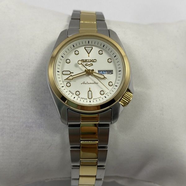 Seiko 5 Sports Automatic White Dial Two Tone Stainless Steel Ladies ...