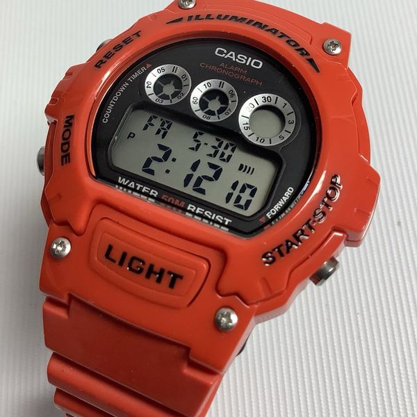 Casio Red Digital Illuminator Watch, 50m Water Resist Model W-214HC ...