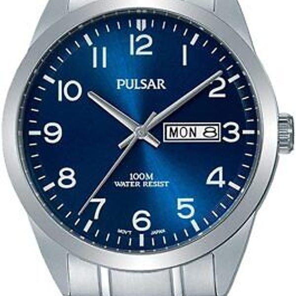 Pulsar Mens Watch with Silver Strap and Blue DIal PJ6061X1 ...