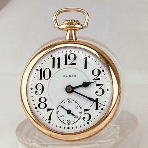 Rare 1916 ELGIN FATHER TIME 21 Jewels RR GRADE 388 in GOLD FILLED CASE ...