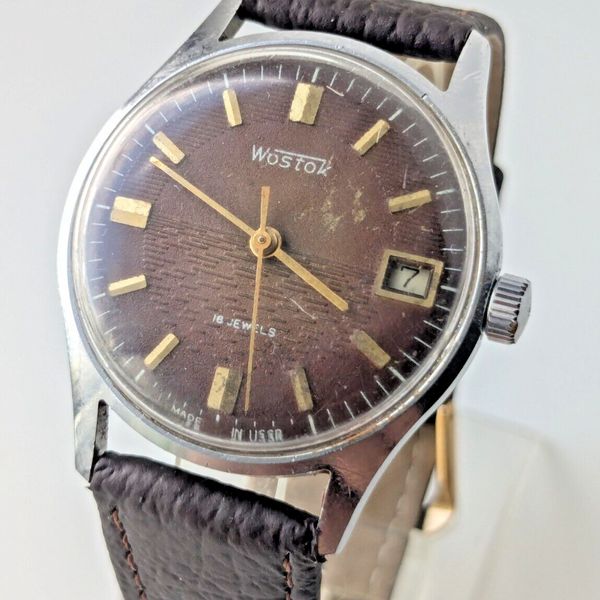Vostok USSR Classic 80s Soviet Retro 2214 Brown Mechanical Serviced ...
