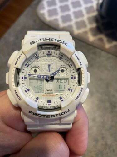 Casio G-Shock GA-100A-7A White Original Mens Watch 200M Diver GA-100 ...