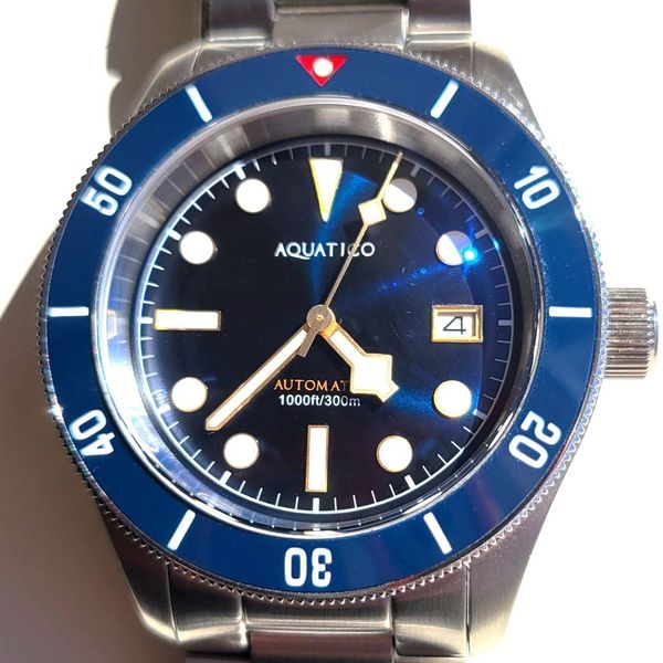 Aquatico Sea Star blue sunray dial-price cut | WatchCharts Marketplace