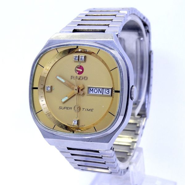 1970's RADO SUPER TIME Automatic 636.5390.4T 2836-1 Two Toned DAY/DATE ...