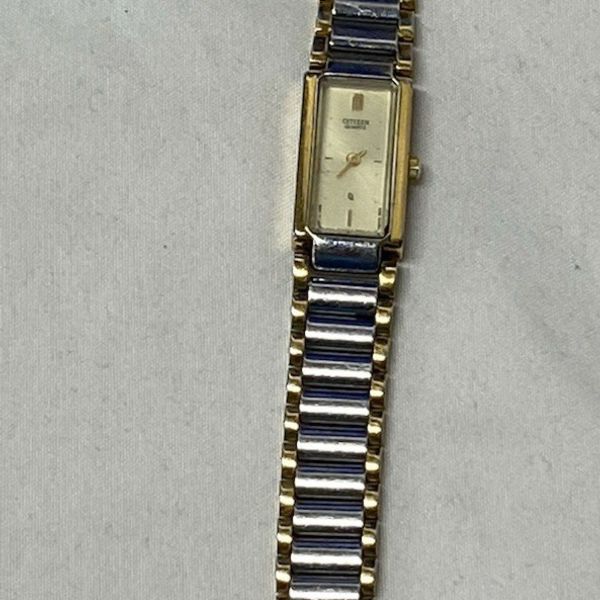 Vintage Citizen Quartz Rectangular Tank Style Watch Gold Tone Untested ...