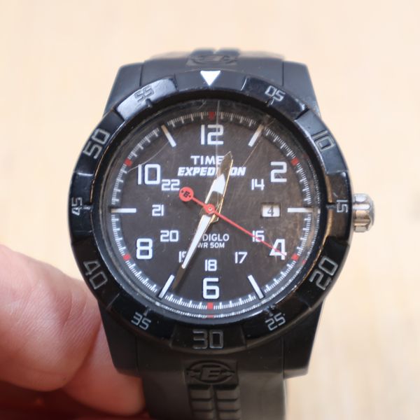 Timex Men Watch Gold Stainless St Black Leather Date Alarm Chron Light ...