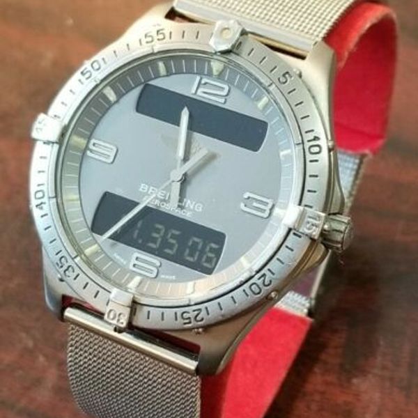 Titanium Breitling Aerospace Chronograph Dual Time Zone Alarm E56062 ...