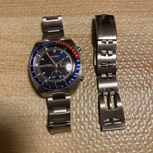 Seiko 5 Sport Speed Timer Dedito Pepsi Bezel 6139-6000 Black Mens ...