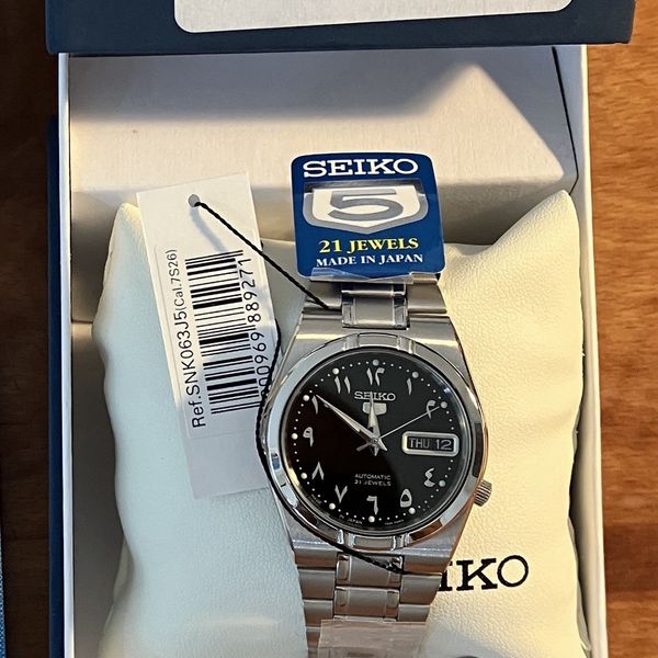 Seiko 5 SNK063J5 Arabic Dial Automatic Watch. Unworn,Tags, Sticker ...