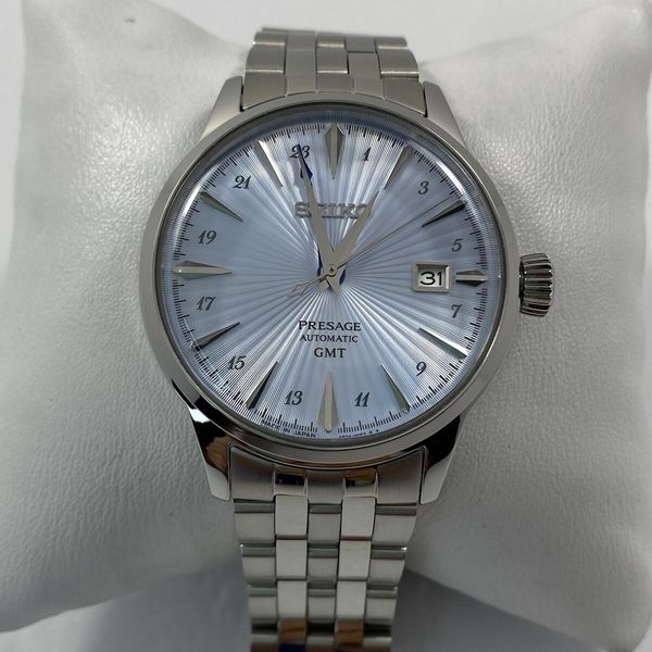 Seiko Presage Cocktail Time GMT Automatic Blue Dial Steel Men's Watch ...