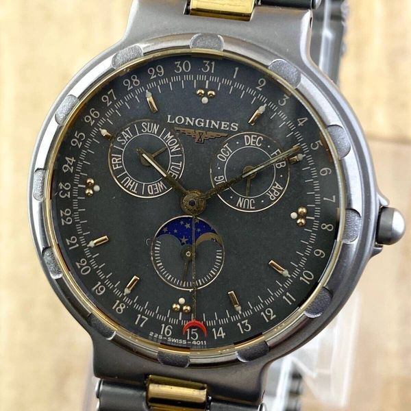 Longines Conquest Titanium Triple date Moon phase Swiss Quartz Mens ...