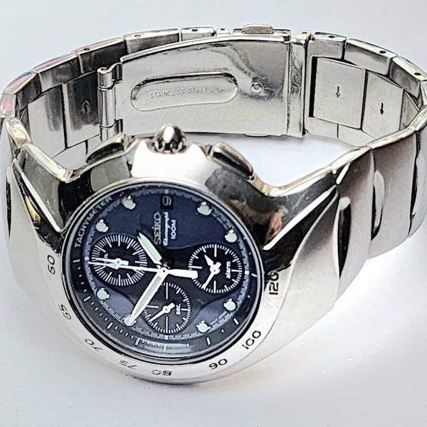 SEIKO 7T62-0AM0 Vintage Asymmetrical Alarm Chronograph Men's Quartz Watch | WatchCharts Marketplace