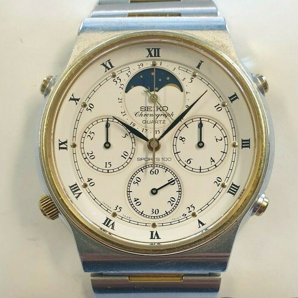 Stunning Original Seiko 7A48-7009 Moon Phase Chronograph Sports 100 ...