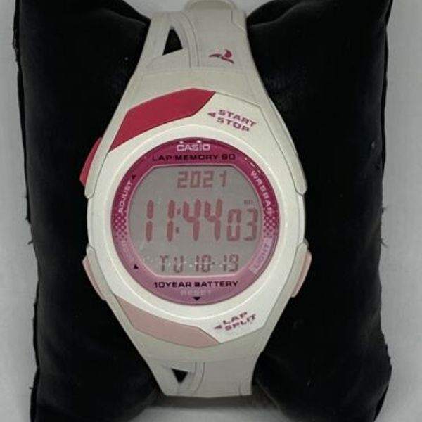 Casio STR-300 Women's White Resin Digital Gray Dial Genuine Wrist Watch ...