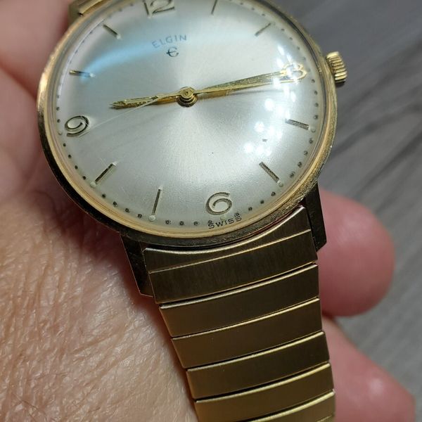 Vintage Elgin Swiss Hand Wind Men's Gold Plated Watch | WatchCharts ...