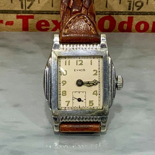 Vintage Collectible Evkob Art Deco Stepped Case Man’s 7j Hand Wind ...